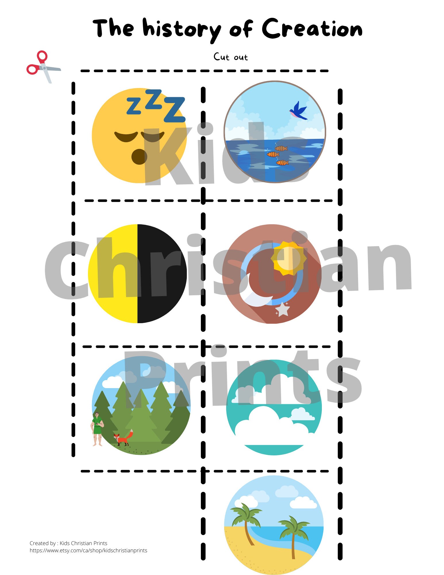 Genesis 7 Days History of Creation in Order Activity Christian ...