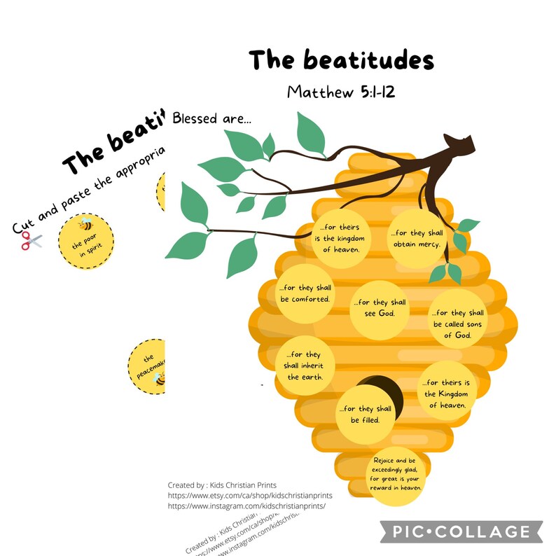 The Beatitudes Kids Printable Activity Worksheet Homeschool Sunday ...