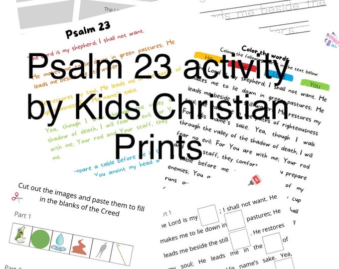 Psalm 23 Bible Study, Christian Printable Activity Pack, the Lord is My ...