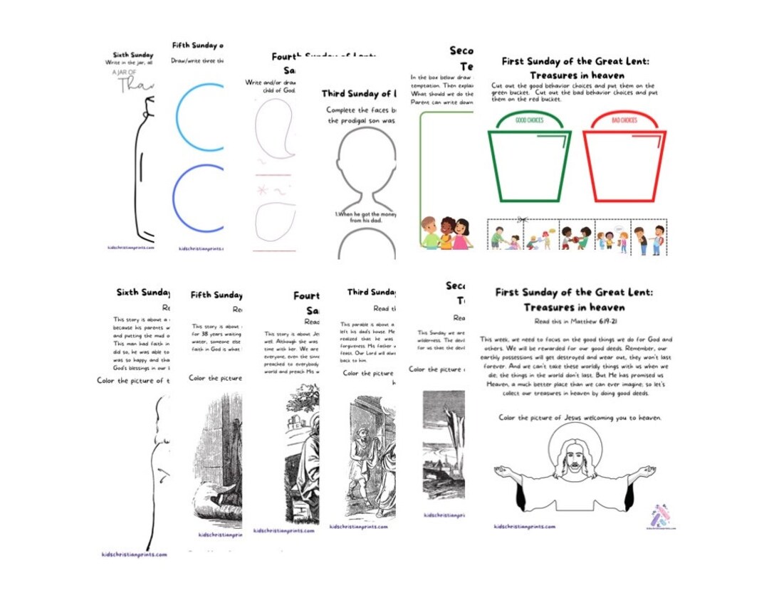 Six Sundays of Great Lent Activity Pack Coptic Orthodox Printables ...