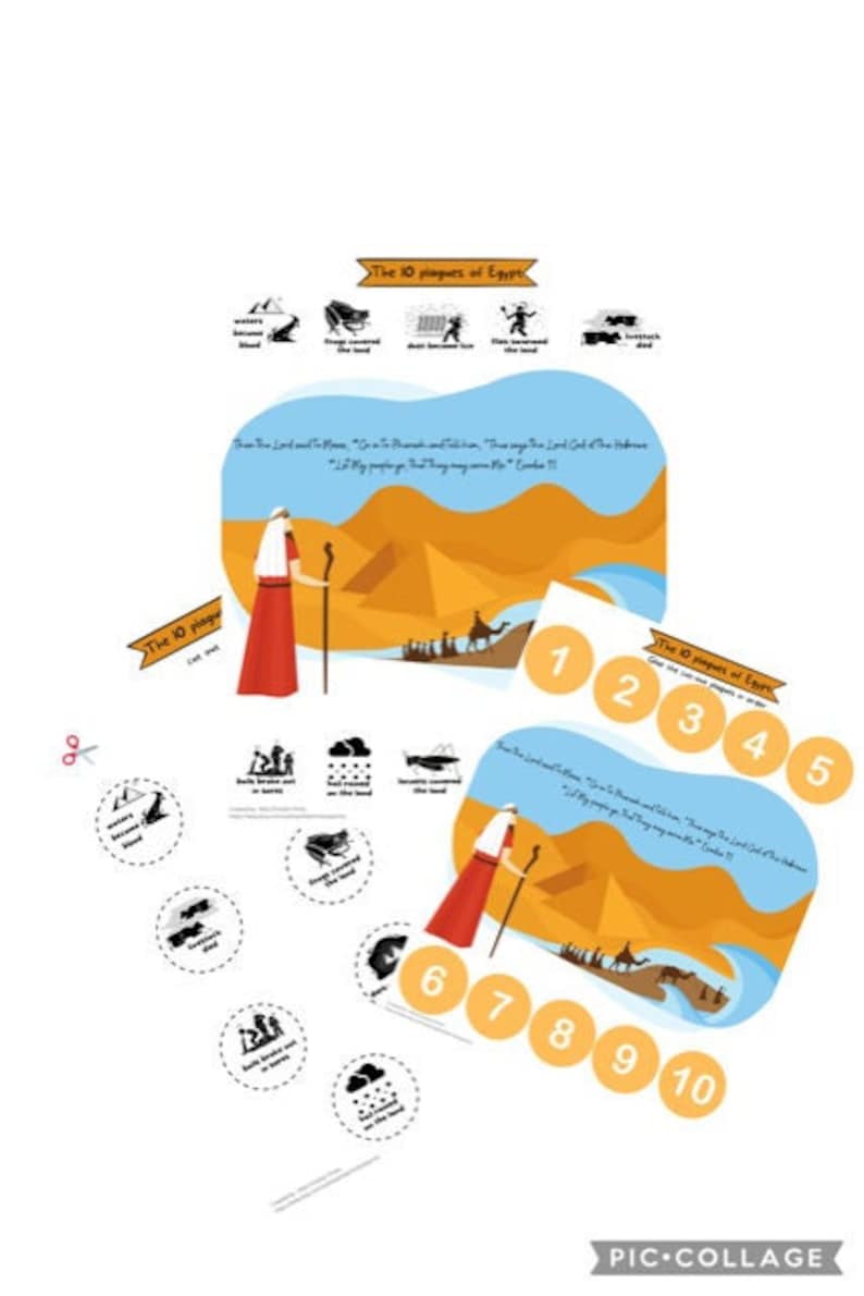 The 10 Plagues of Egypt Moses Activity Sheet Cut Out in Order Printable ...