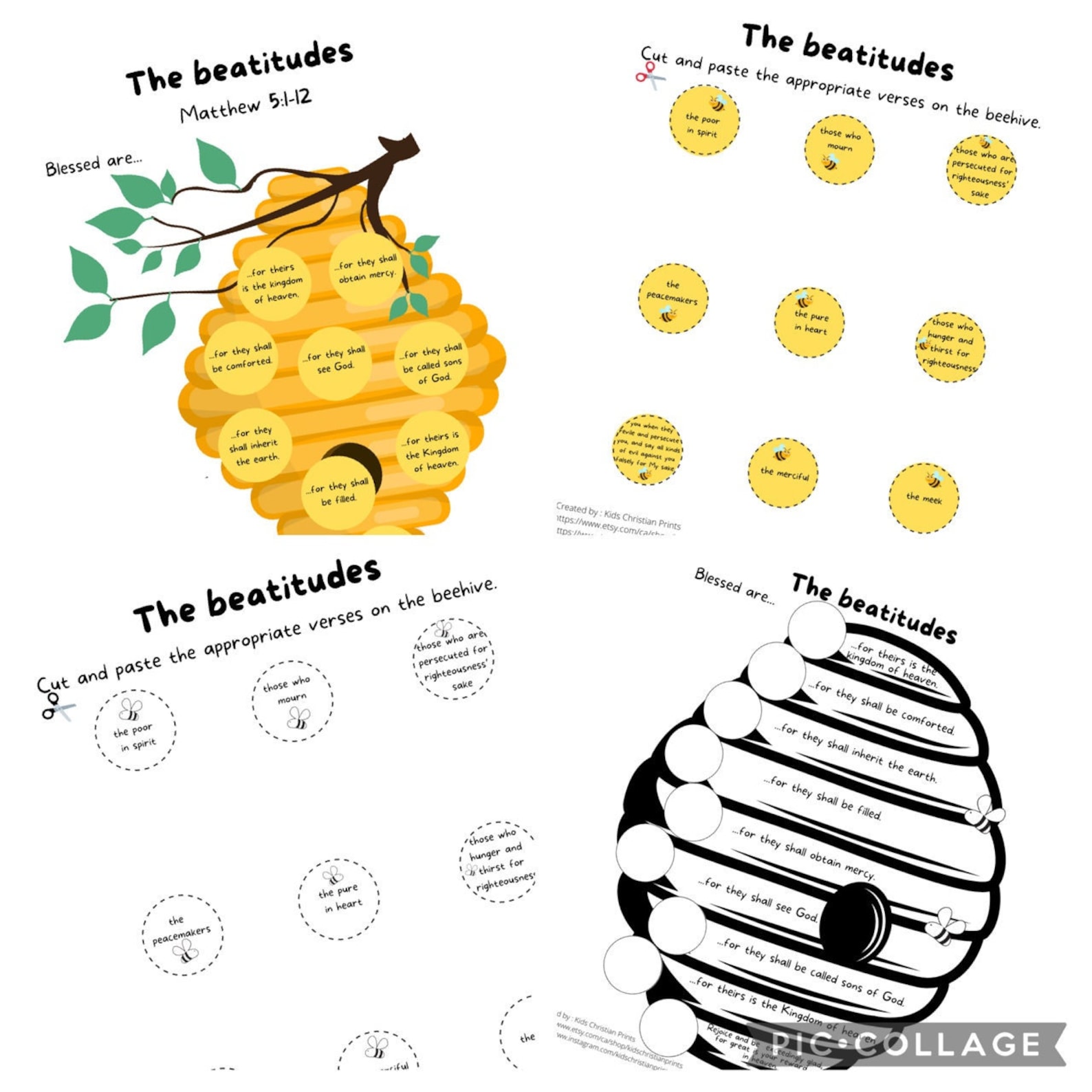 The Beatitudes Kids Printable Activity Worksheet Homeschool Sunday ...