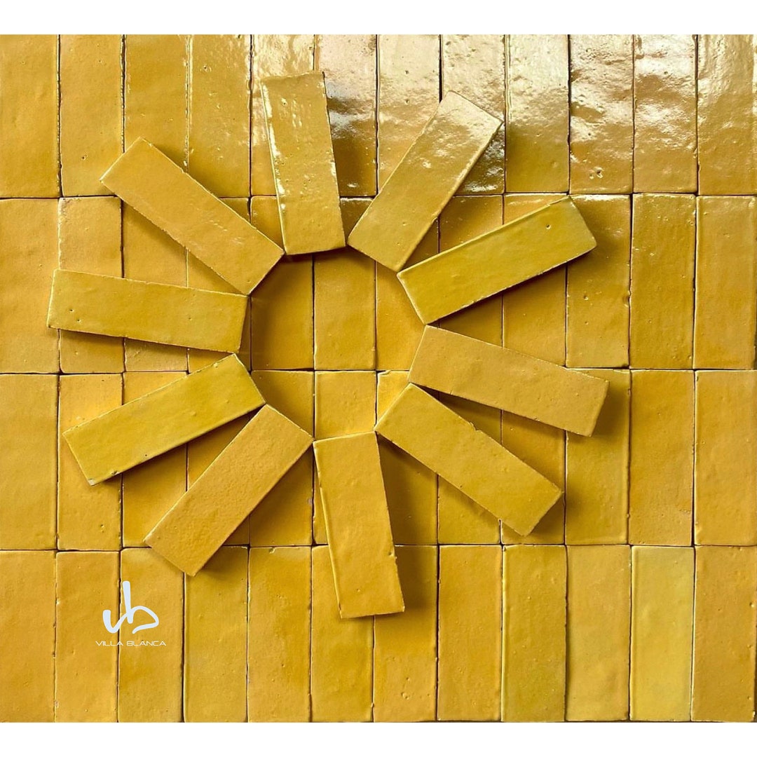 2 X 6 Yellow Handmade Moroccan Zellige Tile, Terracotta Tile ...