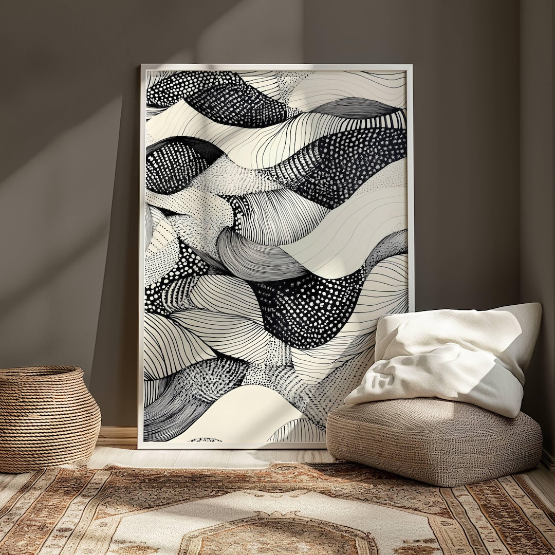 Art Print, Abstract Zentangle Poster, Minimal Printable Art, Large ...