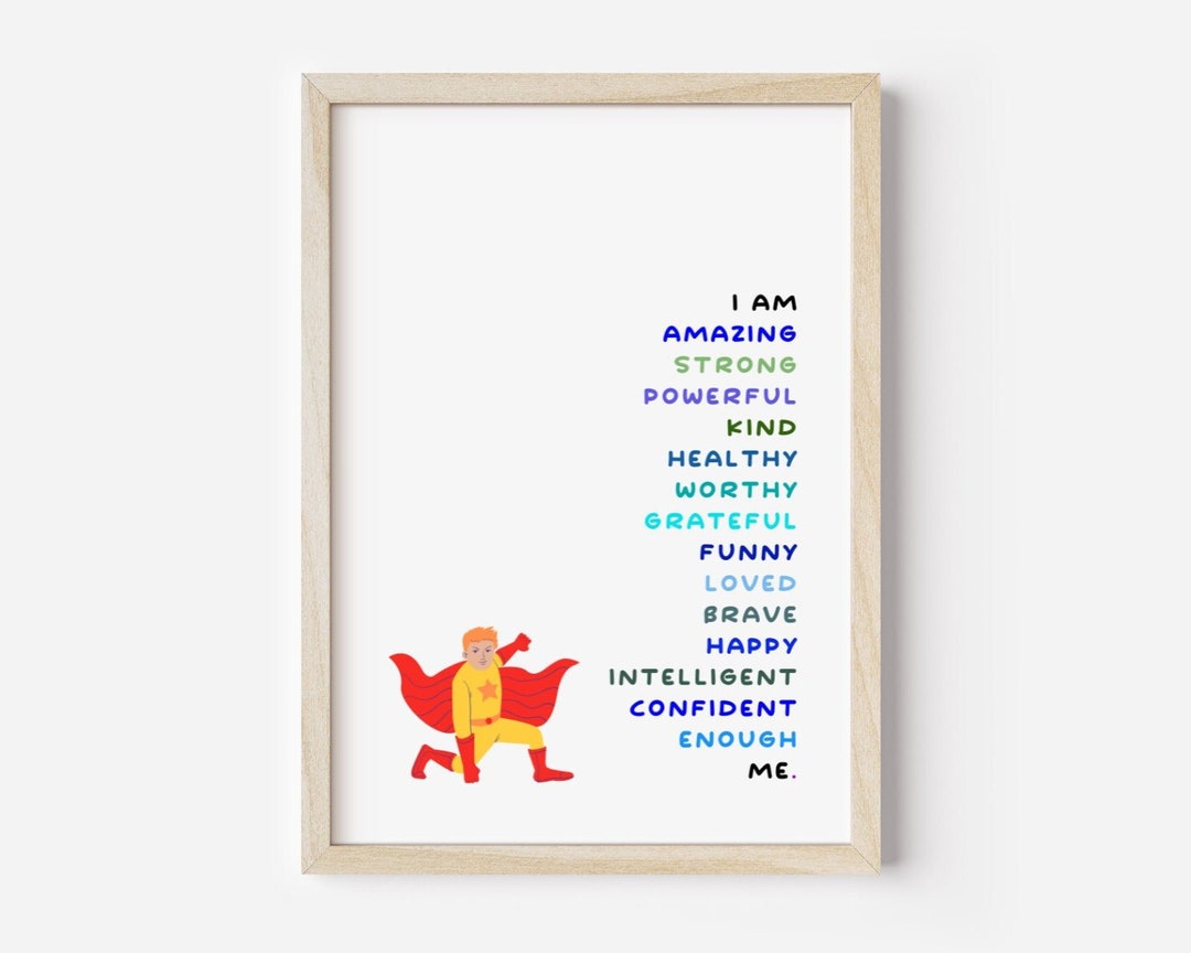 Superhero Affirmation Poster: Red Hair Boy, Nursery Classroom Art ...