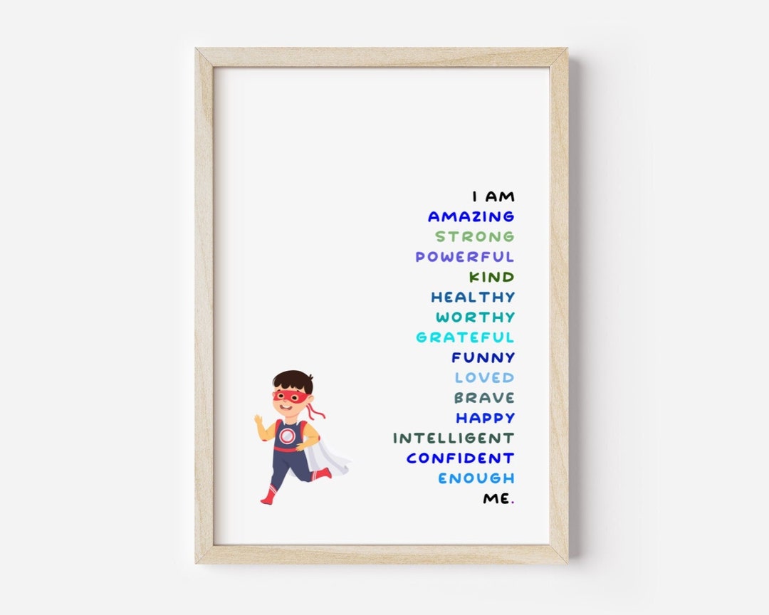 Superhero Affirmation Poster: Asian Boy, Positive Kids Room Decor ...