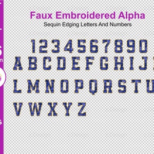 DIY Faux Embroidered Sequin PNG Alphabet Set, Applique Letters Stitch ...