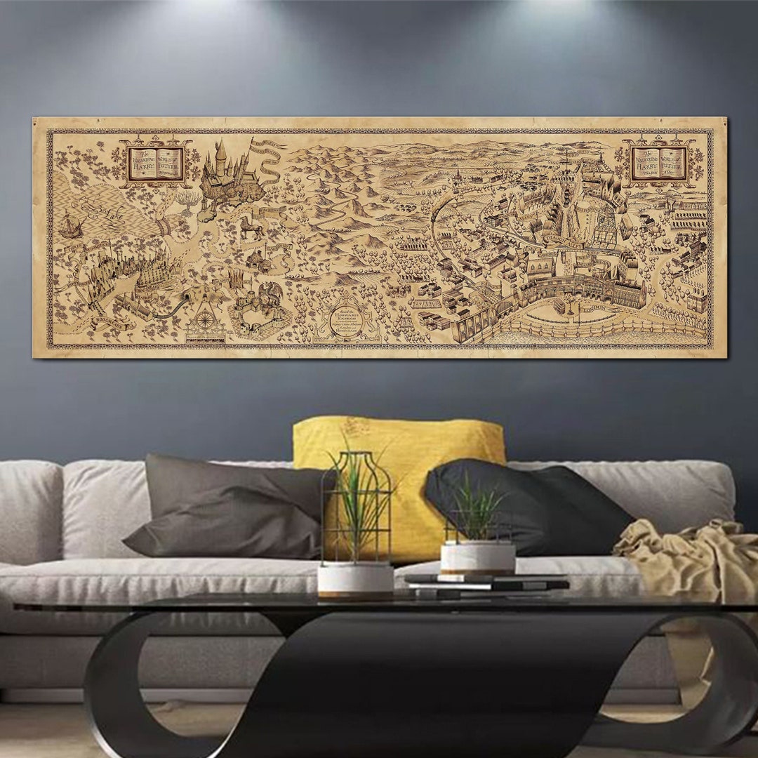 Harry World Map Canvas Art, Harry World Map Wall Art, Magical World ...