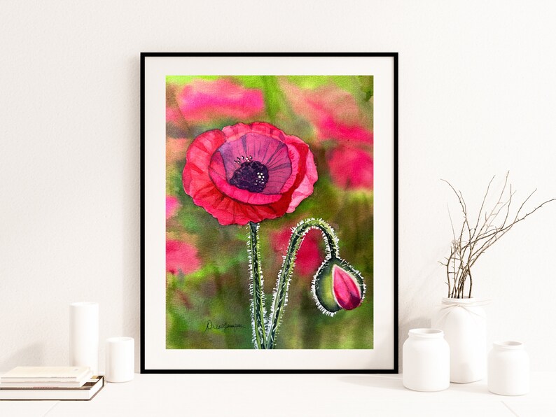 Poppy Remember Watercolor Print Art Decor Unframed - Etsy
