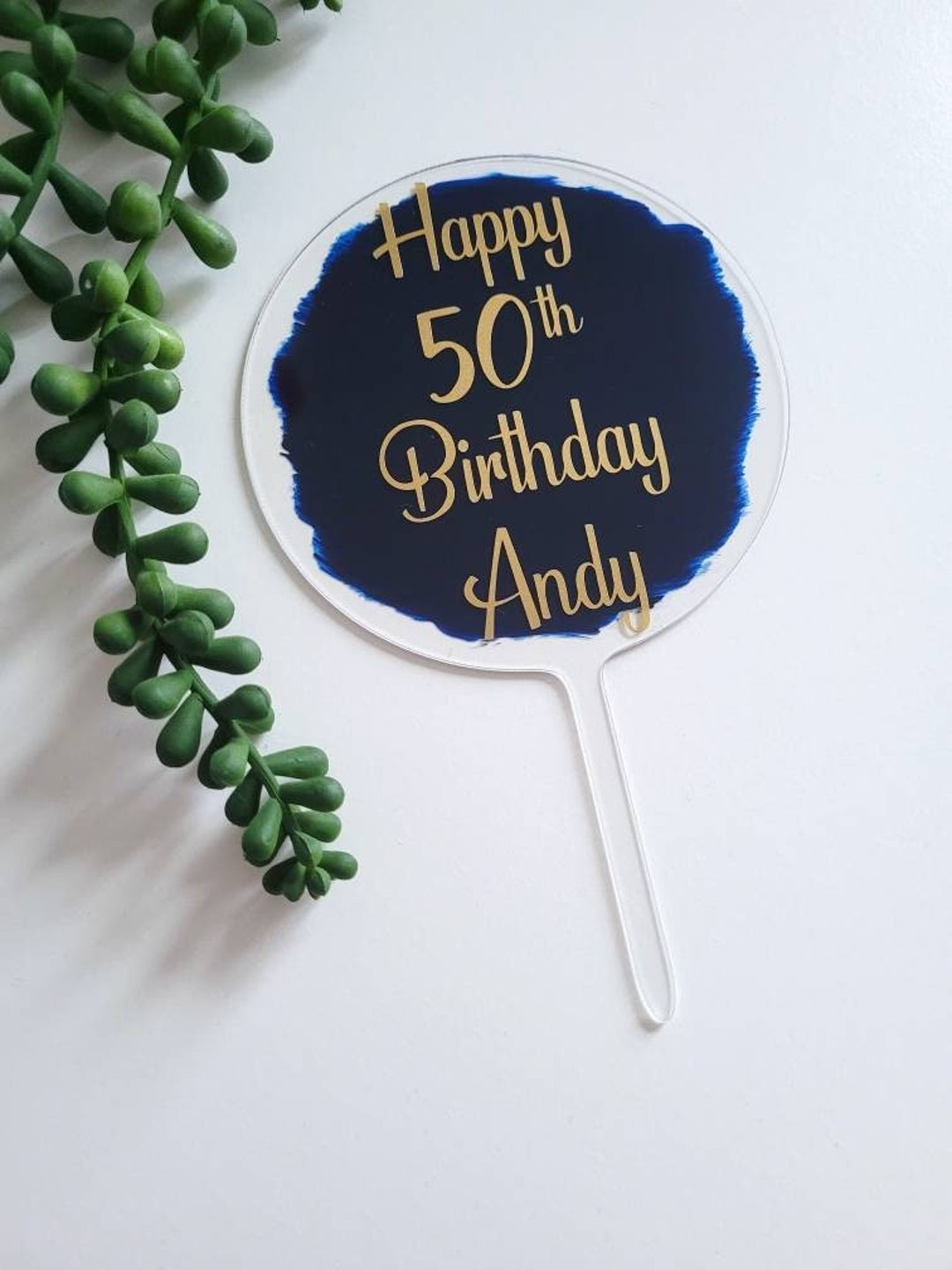 Personalised Birthday Cake Topper // Name // Acrylic Circle // Happy ...
