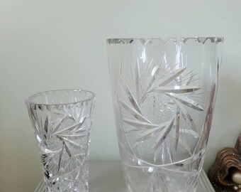 Vintage Pinwheel Crystal Vase - Etsy