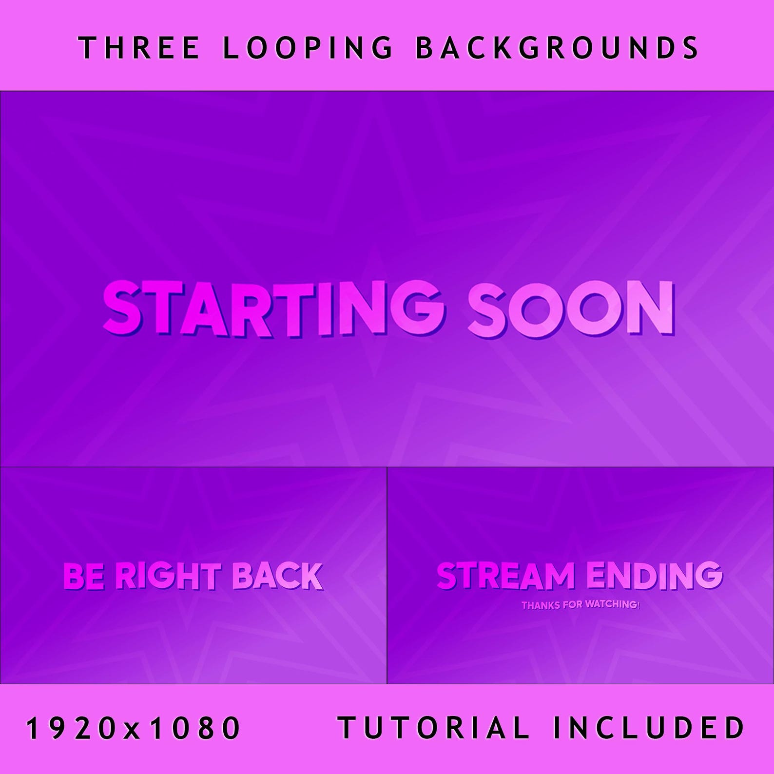 Loopable Animated Live Stream Background Scenes Starting Soon, Be Right ...