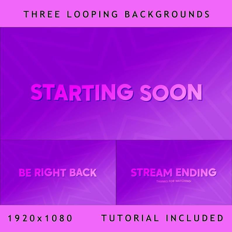 Loopable Animated Live Stream Background Scenes Starting Soon, Be Right ...