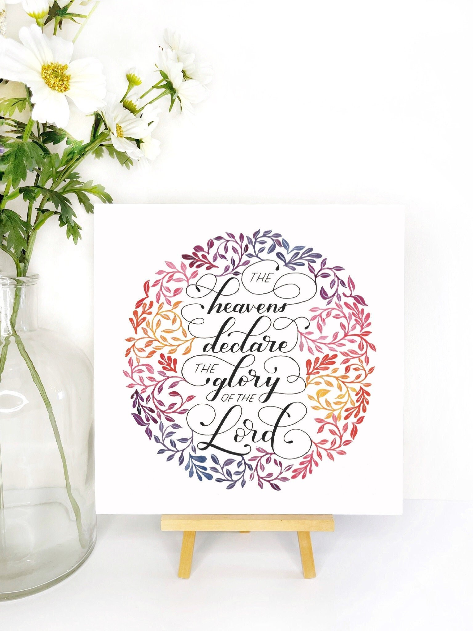 Bible Verse Calligraphy//declare the Glory of God, Psalm 19:1, 12x12 ...