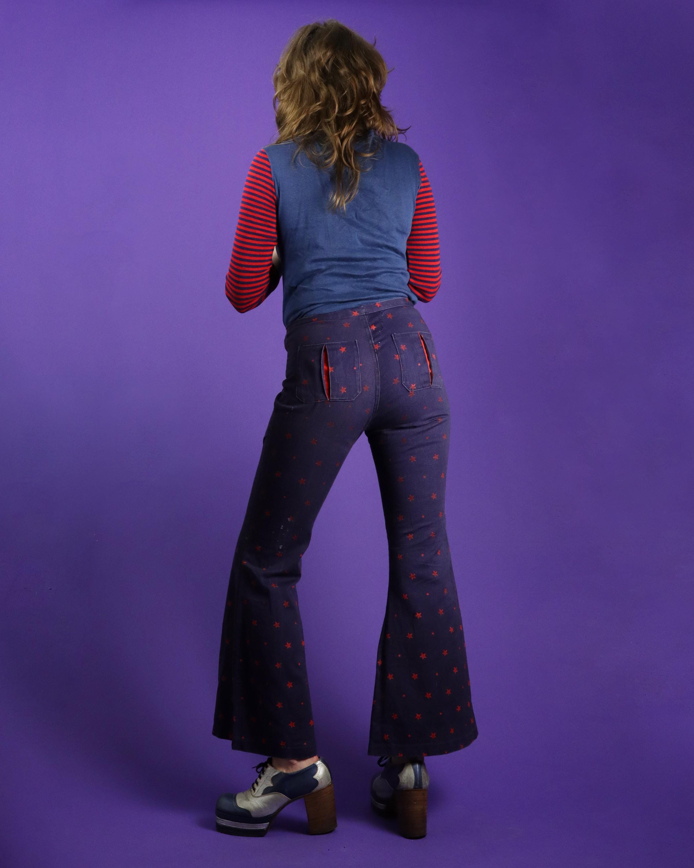 Vintage 1970s Star Print Glam Rock Circus Flares - Etsy