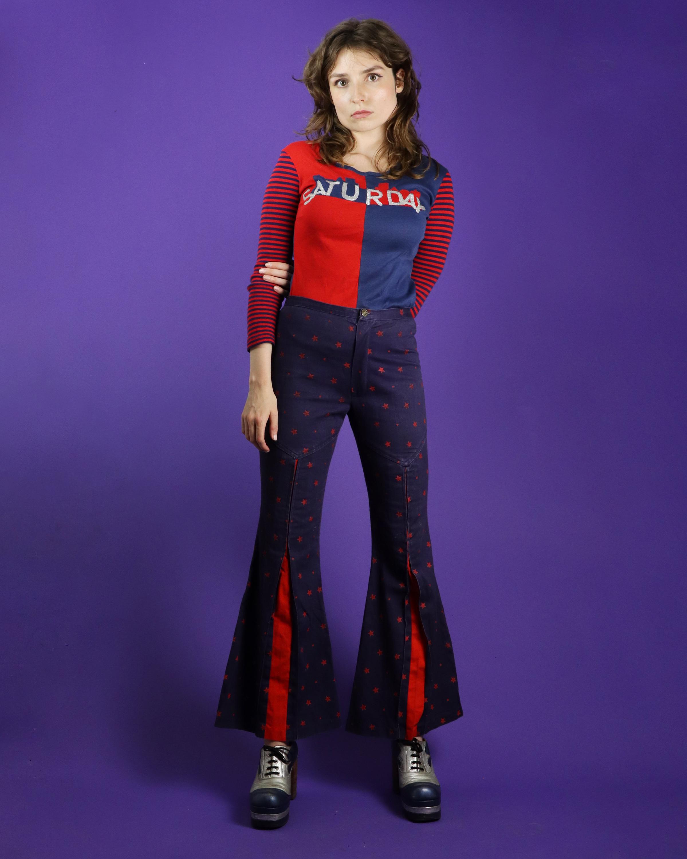 Vintage 1970s Star Print Glam Rock Circus Flares - Etsy