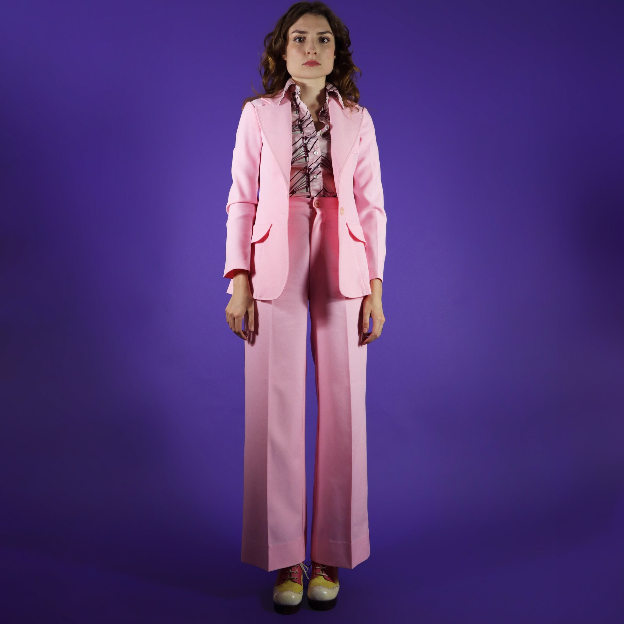 Vintage 1970s Powder Pink Trouser Suit - Etsy