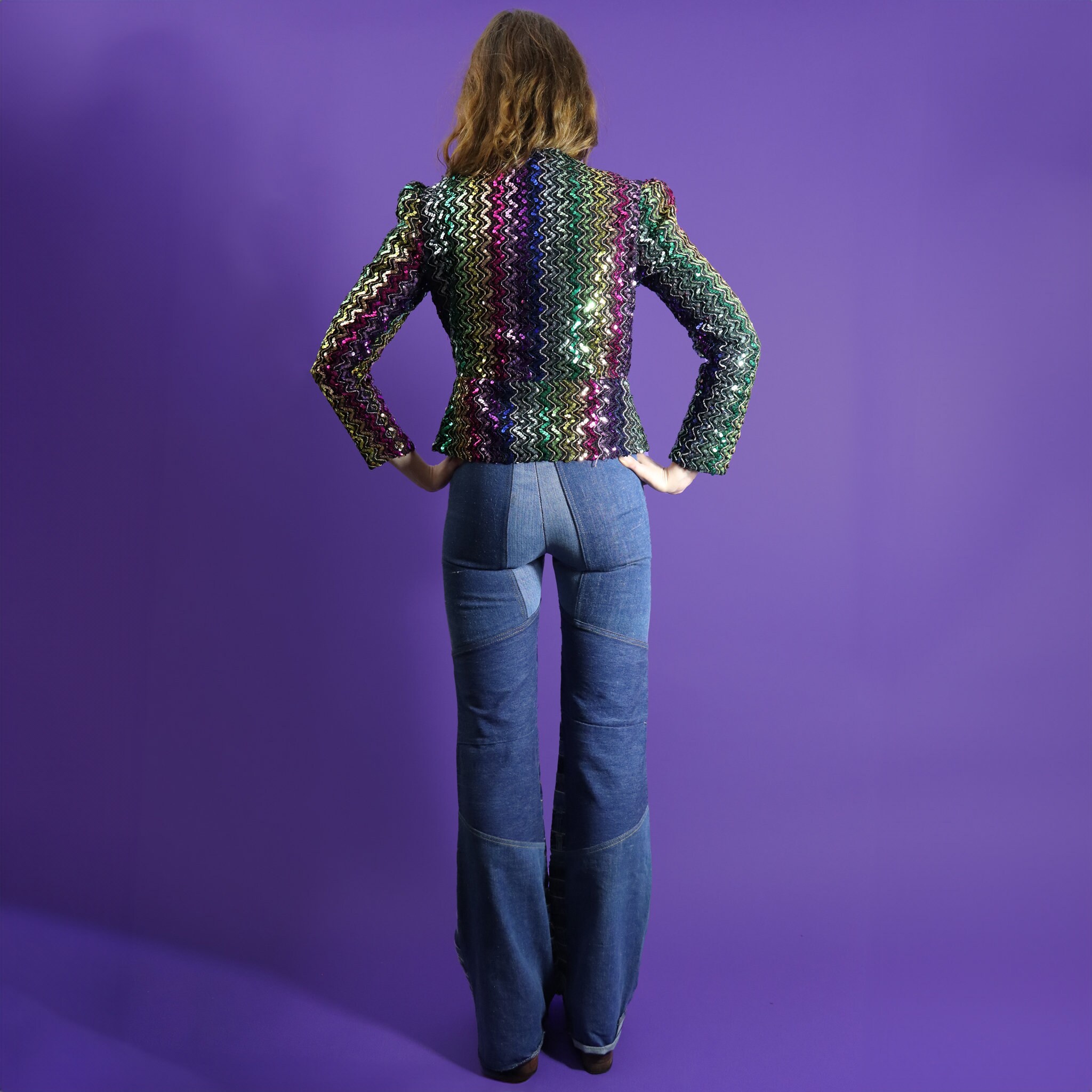 Vintage 1970s Marc Bolan Rainbow Sequin Peplum Jacket Glam Rock Biba - Etsy