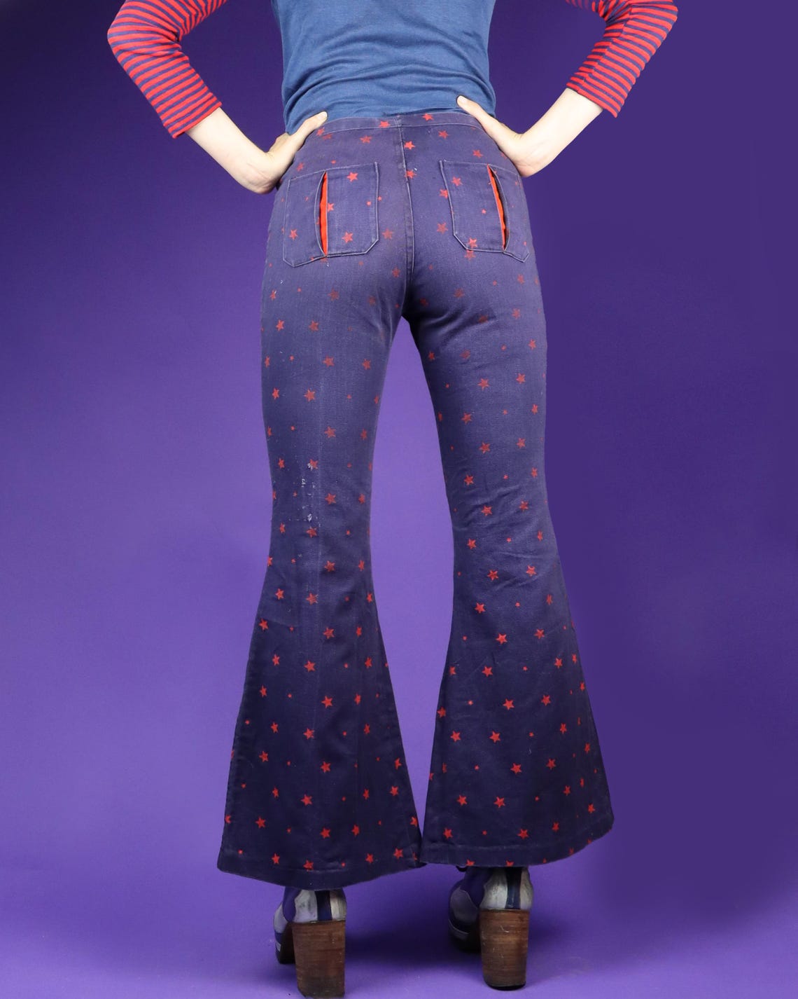 Vintage 1970s Star Print Glam Rock Circus Flares - Etsy