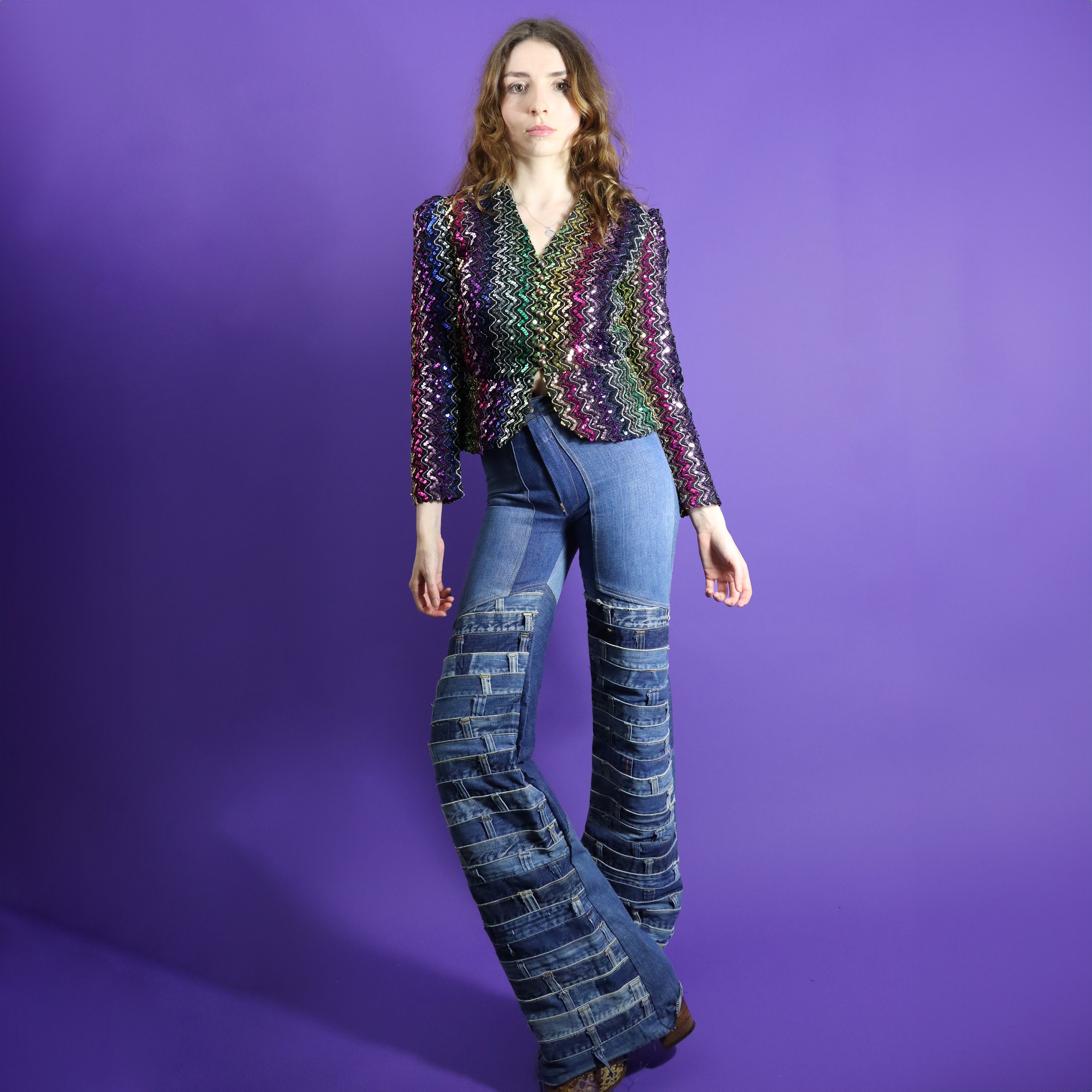 Vintage 1970s Marc Bolan Rainbow Sequin Peplum Jacket Glam Rock Biba - Etsy