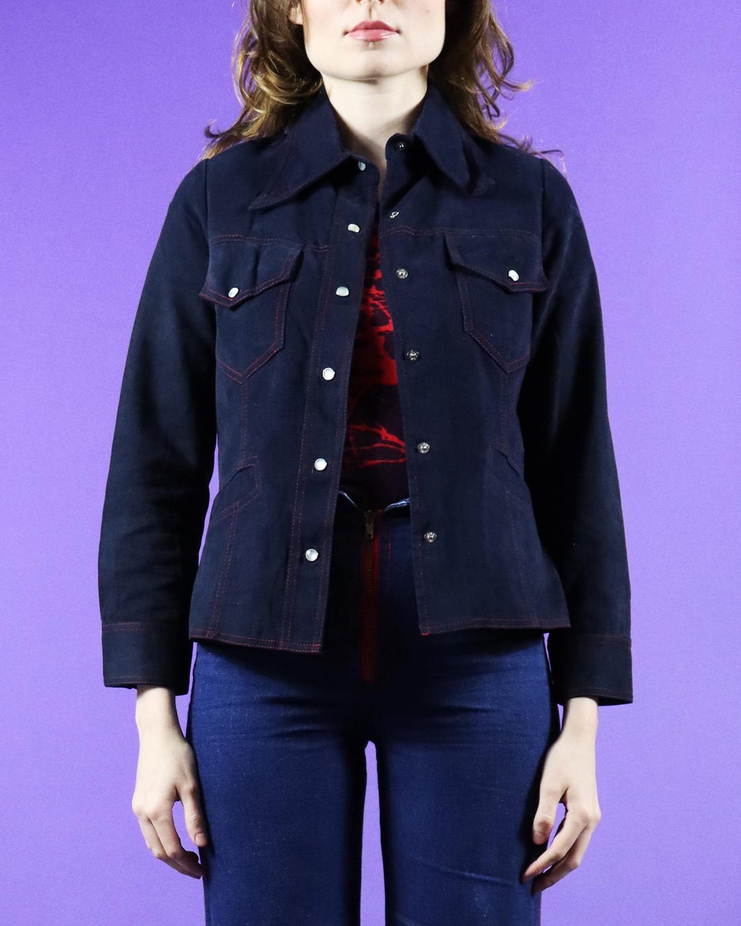 Vintage 1970s Roncelli Navy Blue Trucker Jacket - Etsy