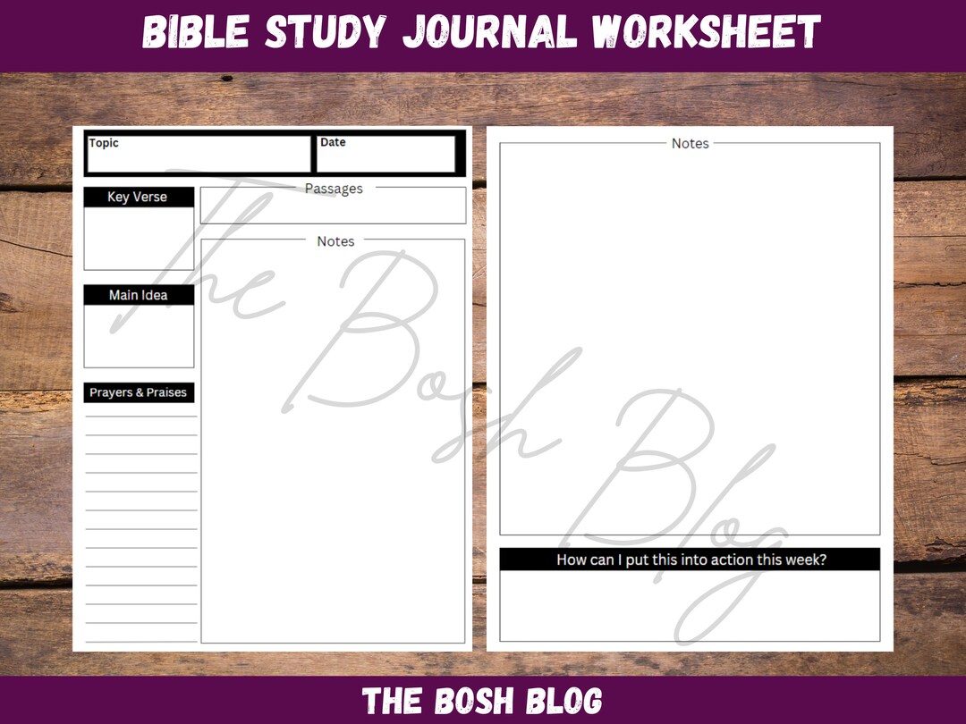 BIBLE STUDY Journal Printable | Bible Study Notes Worksheet | Sermon ...