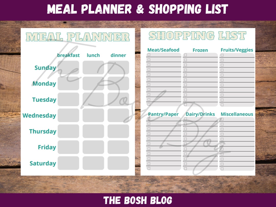 Weekly Meal Plan and Grocery List Printables | Weekly Meal Planner ...