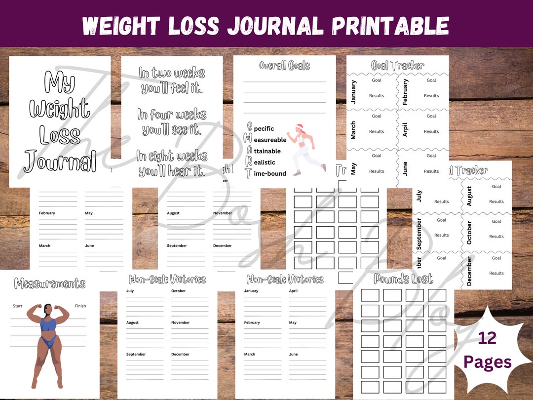 12-page Weight Loss Journal Printable Bundle | Weight Loss Tracker ...