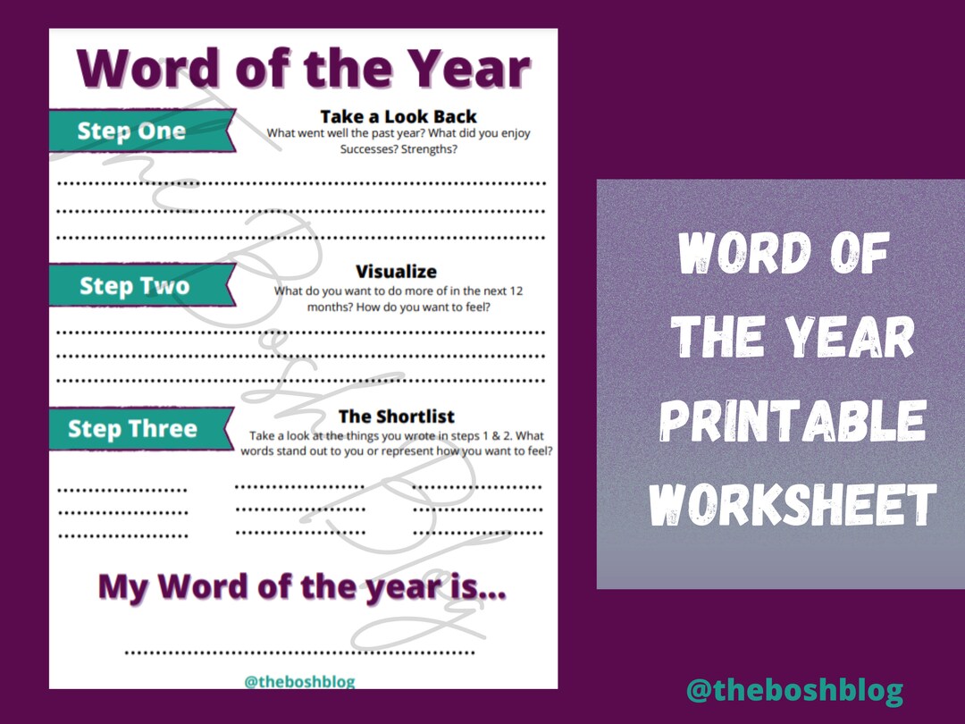 WORD of the YEAR PRINTABLE Word of the Year Worksheet Goal - Etsy