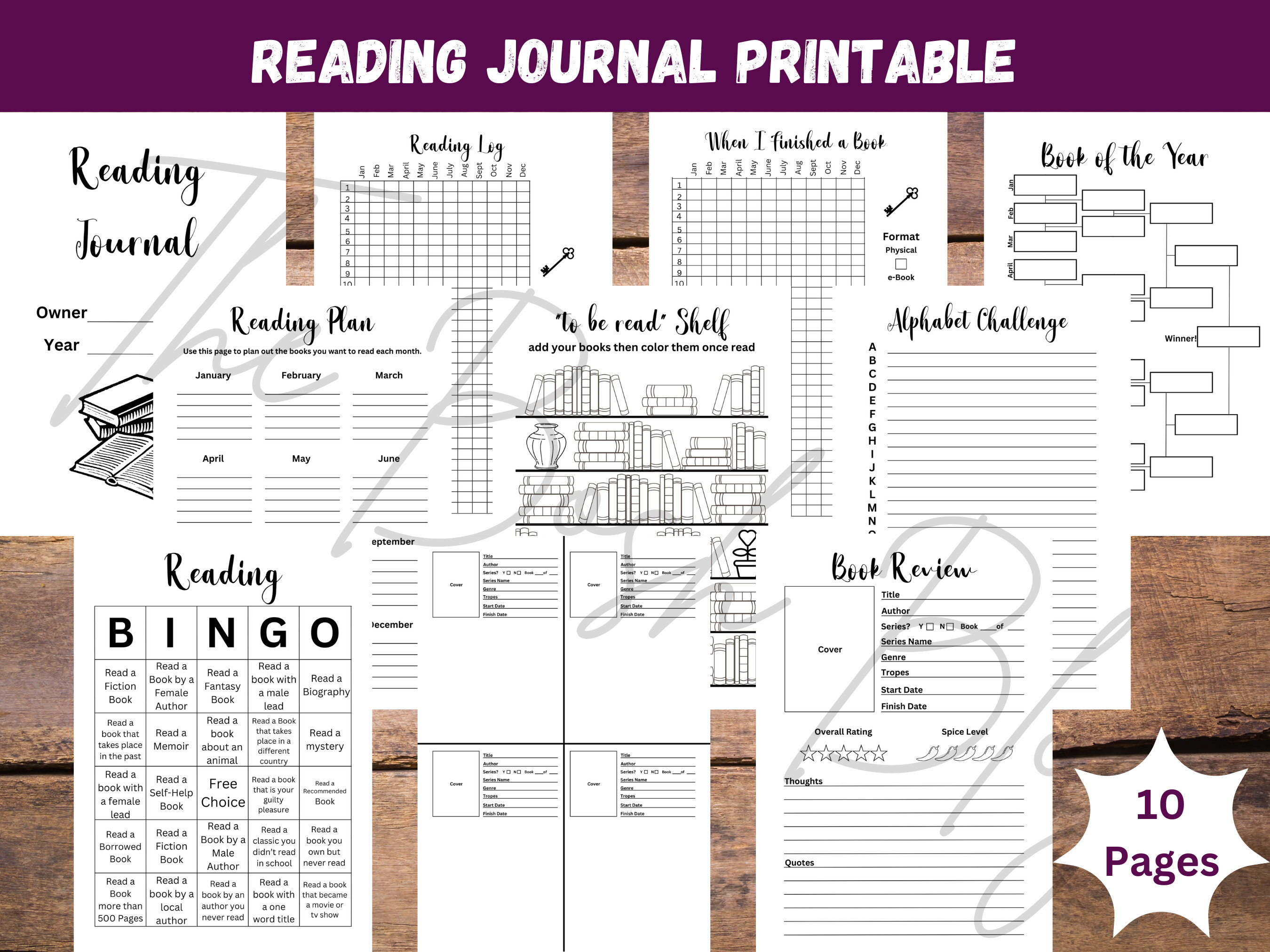 Book Reading Journal Bundle Printable - 3 Different Sizes Included ...