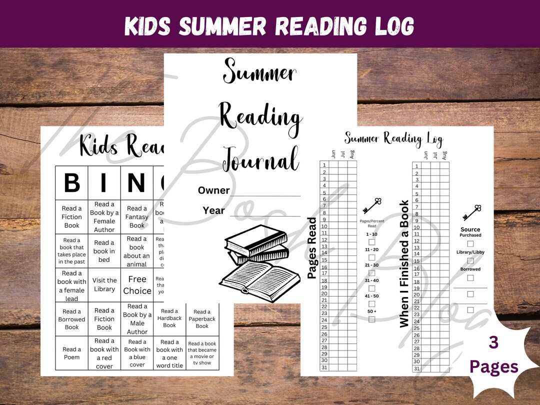 Printable Kids Summer Reading Log | 3-page Reading Tracker PDF | Summer ...