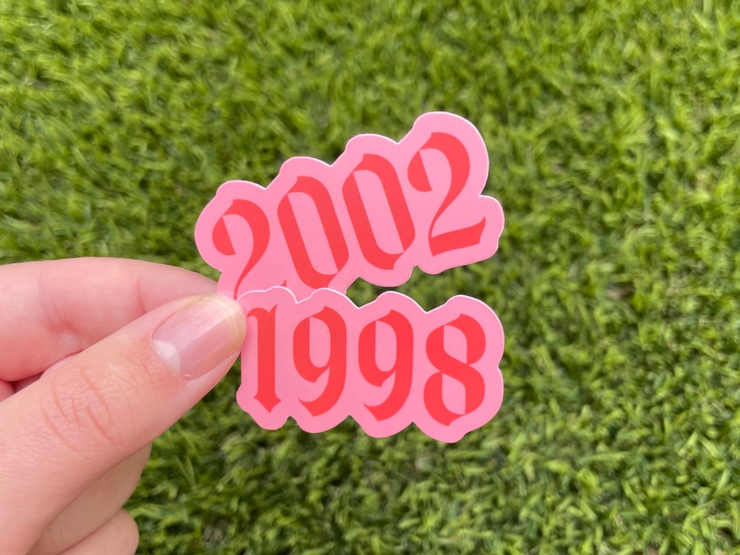 Gothic Font Year Sticker Custom, Personalized, Pink and Red, Handmade ...