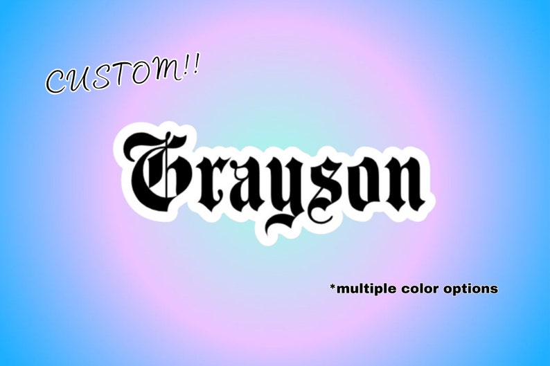 Custom Gothic Name Sticker Personalized First or Last Name - Etsy
