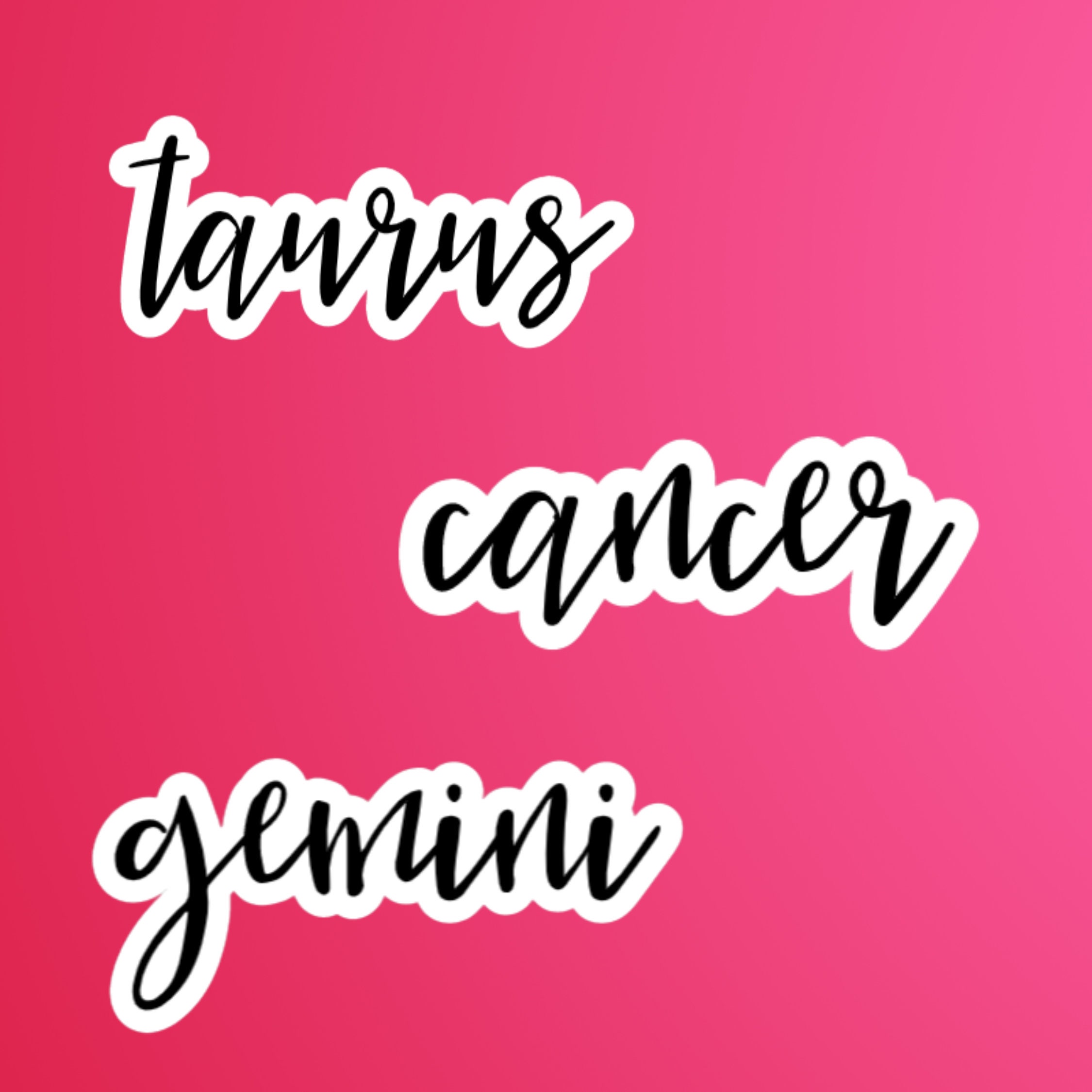 Cursive Zodiac Sign Name Sticker Aries Taurus Gemini - Etsy