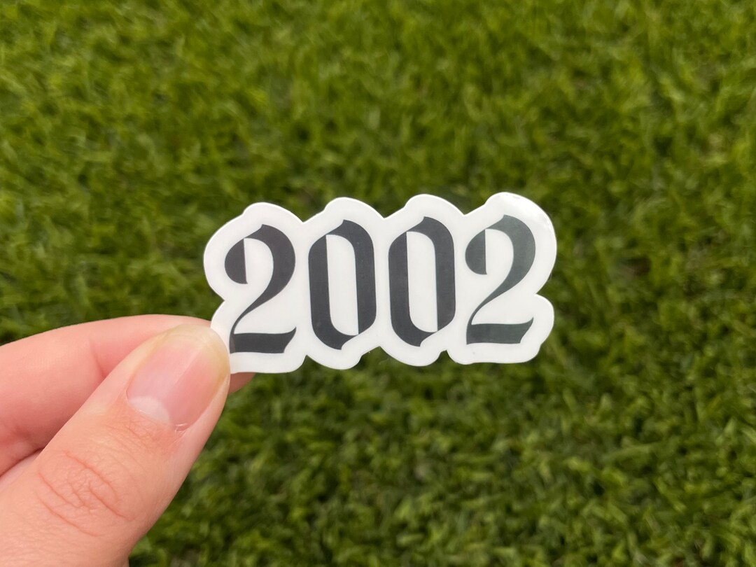 Gothic Font Year Sticker Custom, Personalized, Black and White ...