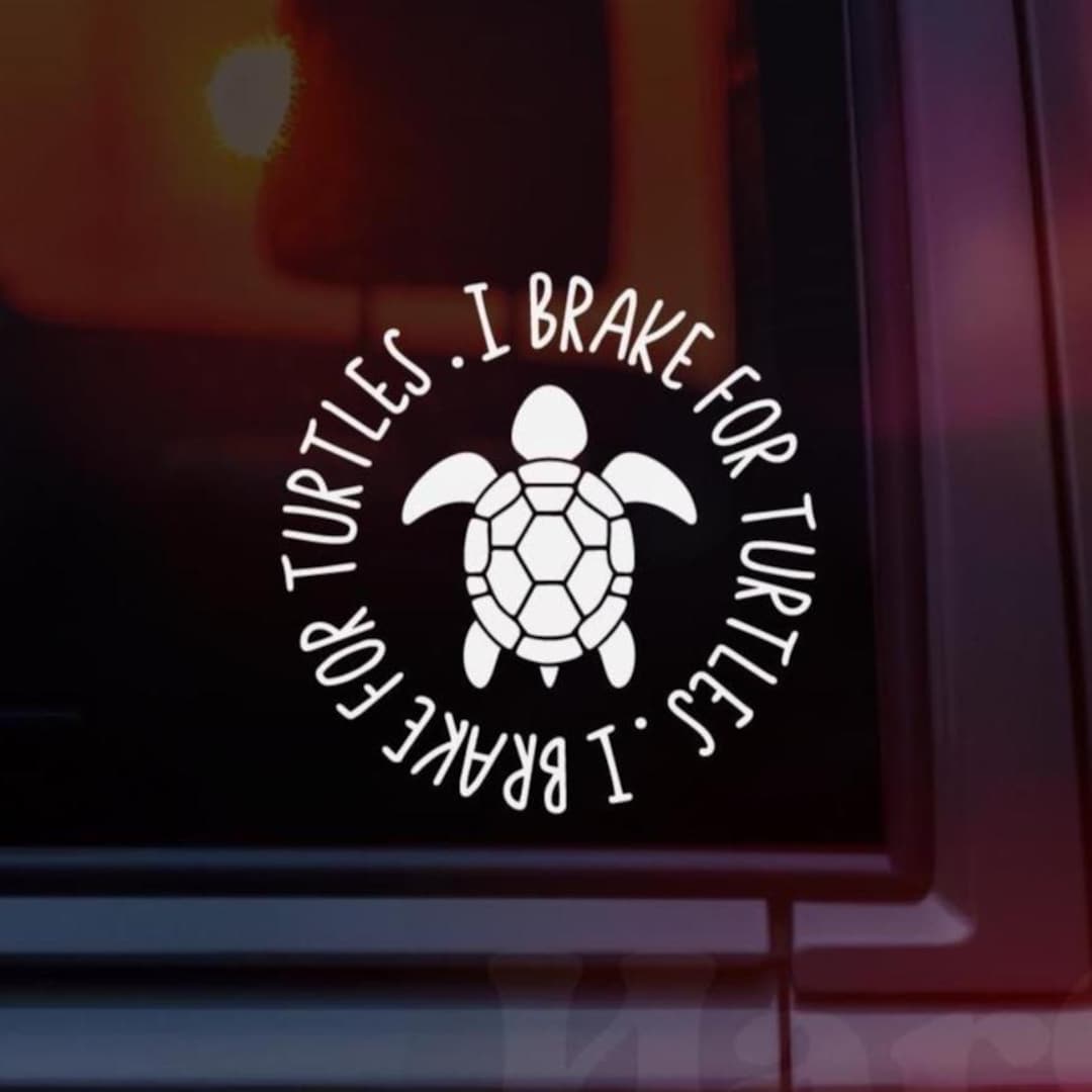I Brake for Turtles Vinyl Car Window Decal, Funny Car Decals Women ...