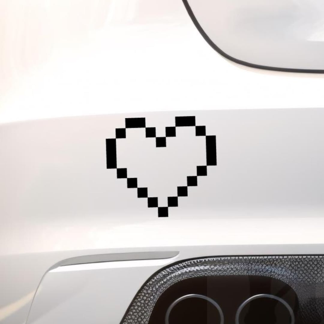 Pixelated Heart Vinyl Car Decal, Heart Vinyl Decal, Laptop Sticker ...