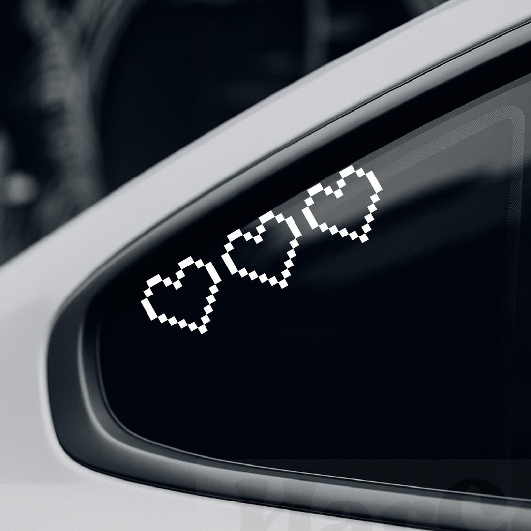 Pixelated Hearts Car Decal, Heart Vinyl Decal, Laptop Sticker, Custom ...