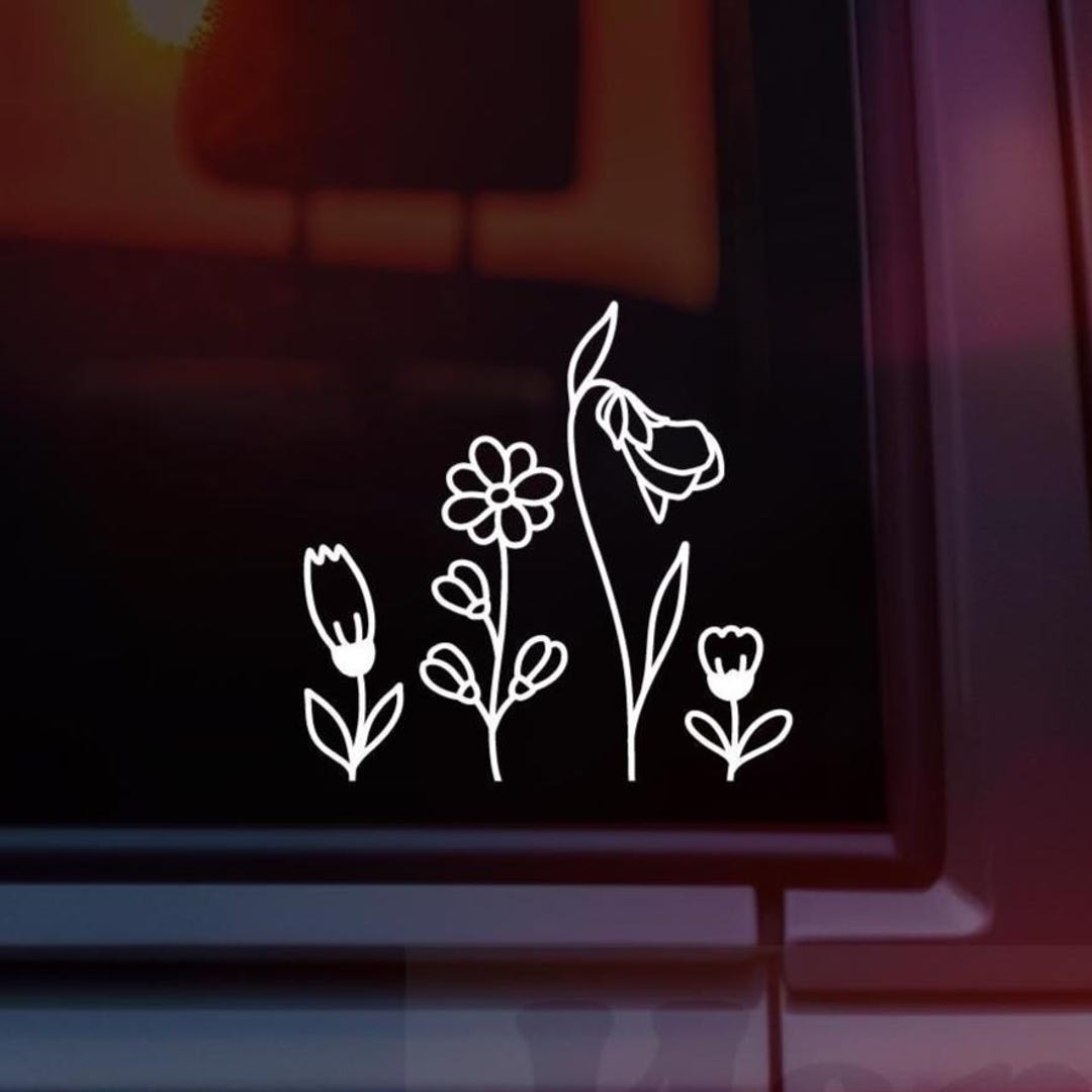 Wildflower Decal, Flower Decal, Window Decal, Car Window Decal, Kitchen ...