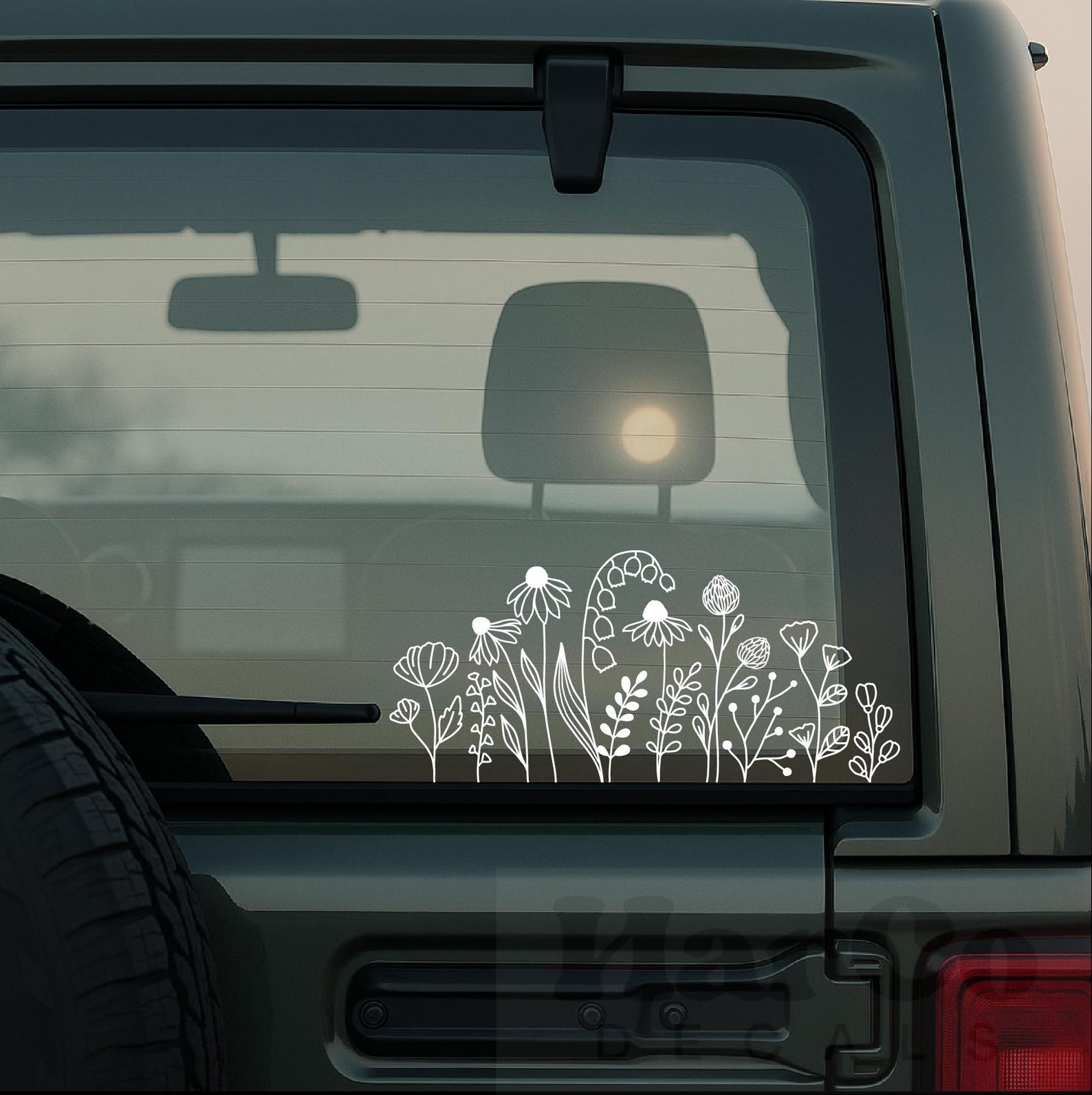 Wildflower Decal, Flower Decal, Window Decal, Car Window Decal, Kitchen ...