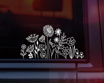 Wildflower Decal, Flower Decal, Window Decal, Car Window Decal, Kitchen ...