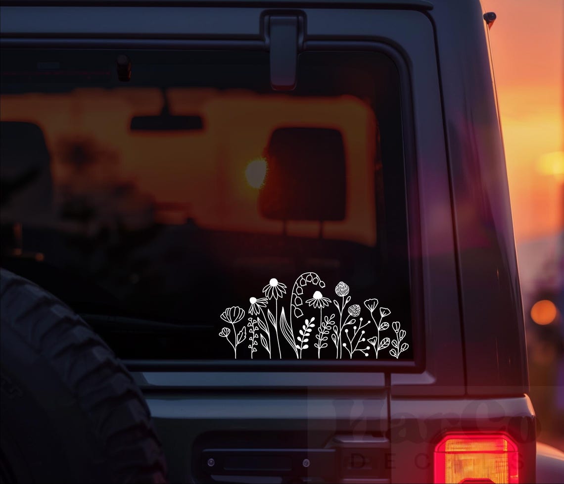 Wildflower Decal, Flower Decal, Window Decal, Car Window Decal, Kitchen ...