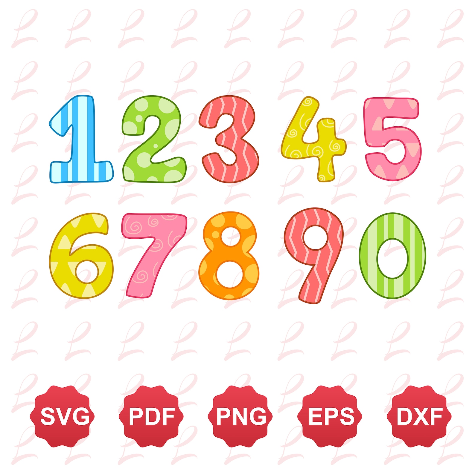 Decorative Colored Numbers SVG Bundle Decorative Numbers for - Etsy