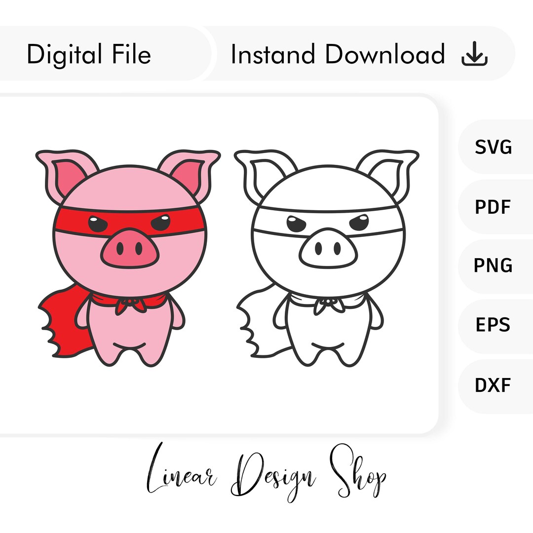 Super Hero Pig Svg, Cute Piggy With Cape, Baby Pig Png, Farm Animal Svg ...