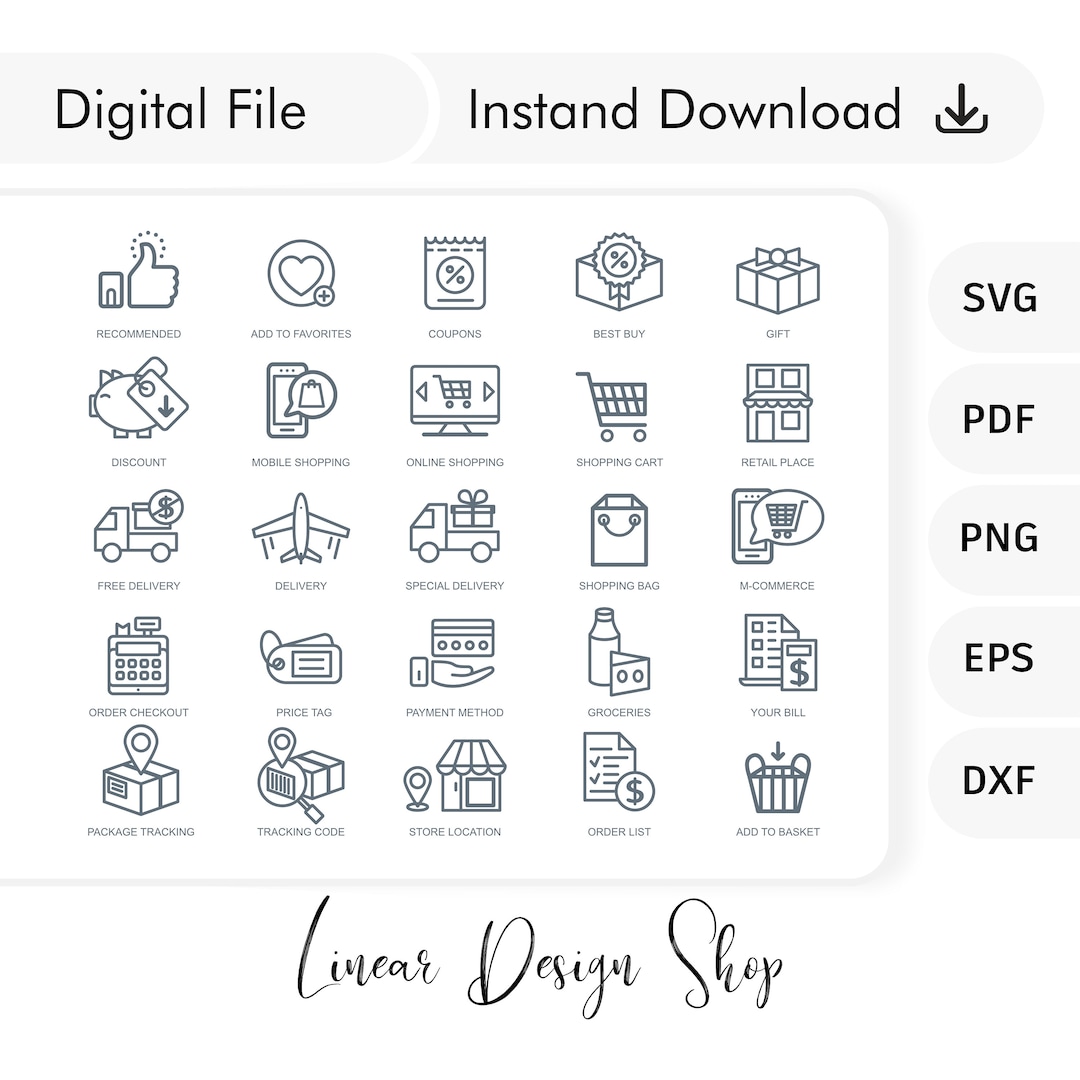 Shopping and Commerce Icons Svg Bundle - Mobile Shopping Icons - Online ...