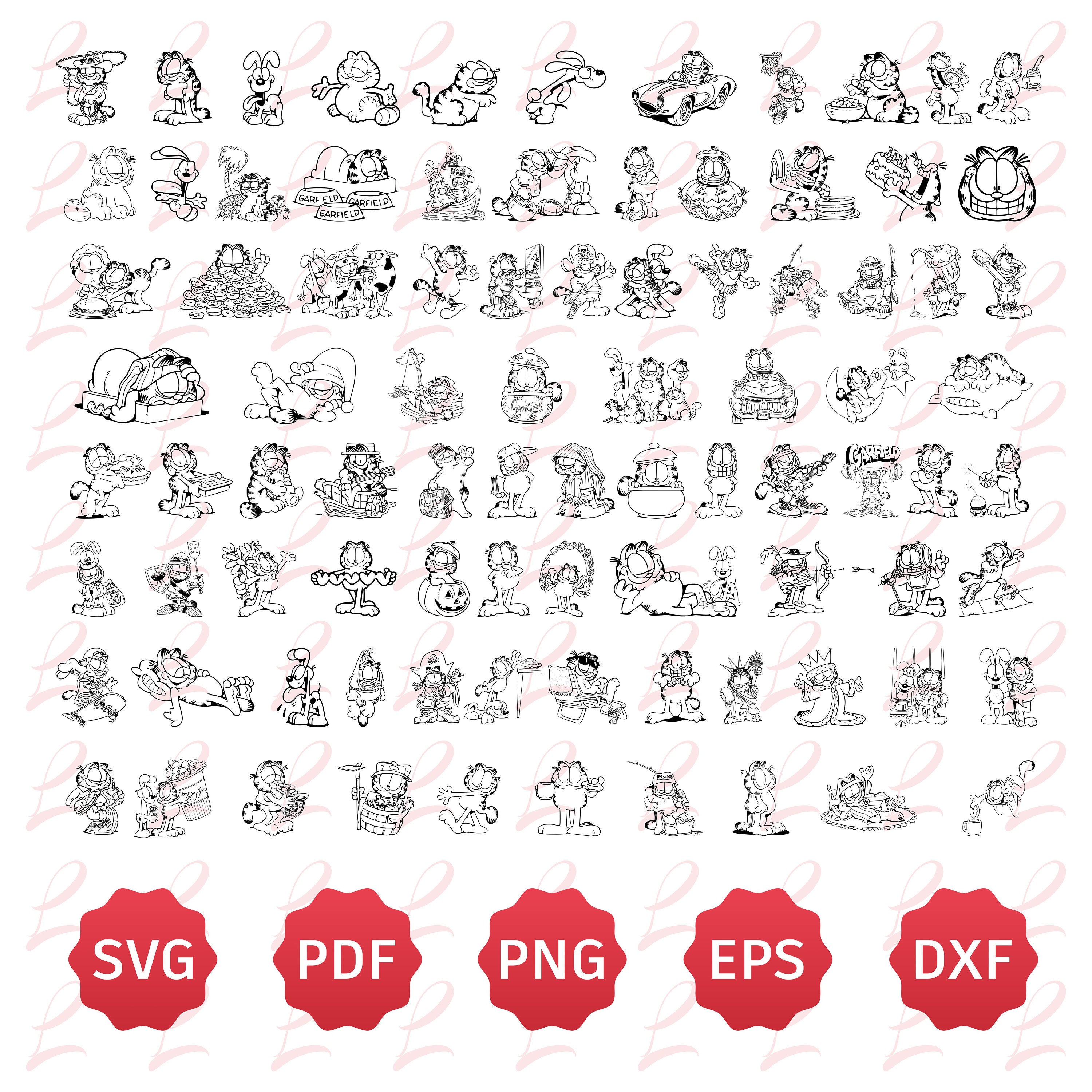 Garfield Print SVG Bundle Garfield Clipart Files Garfield - Etsy