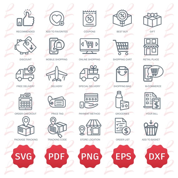 Shopping and Commerce Icons Svg Bundle Mobile Shopping Icons - Etsy