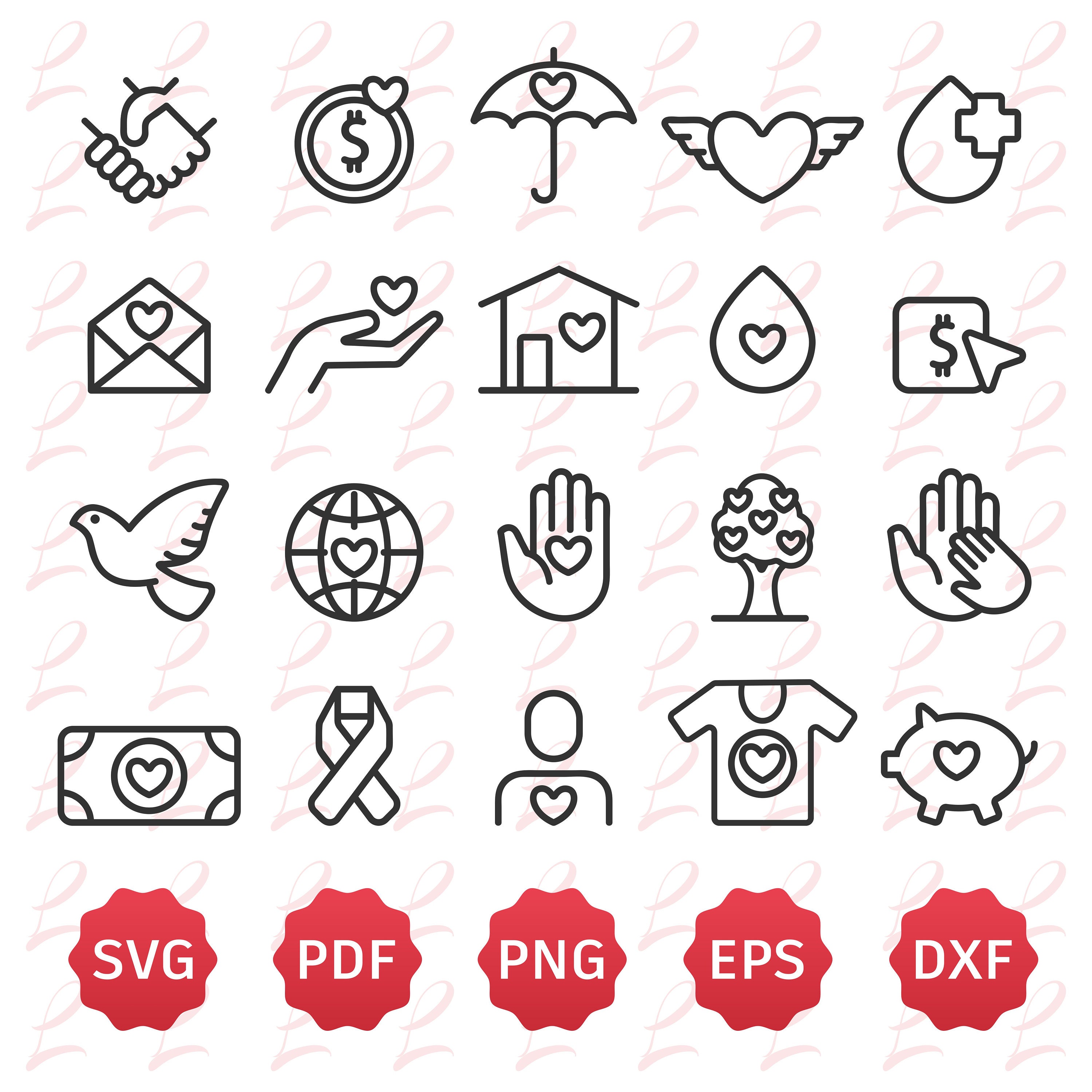 Volunteer Line Icon Svg Bundle Charity Web Icons - Etsy