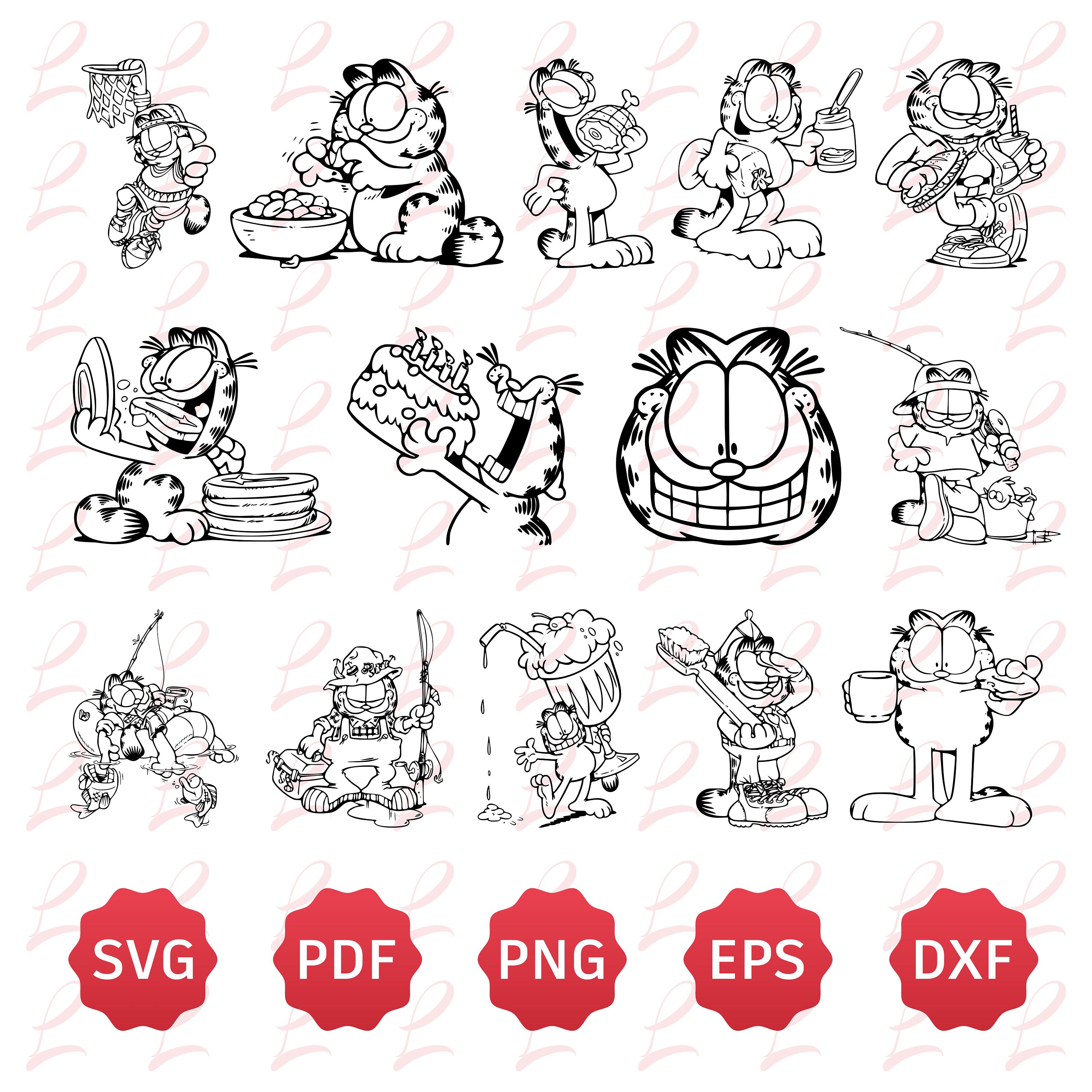 Garfield Print SVG Bundle Garfield Clipart Files Garfield - Etsy