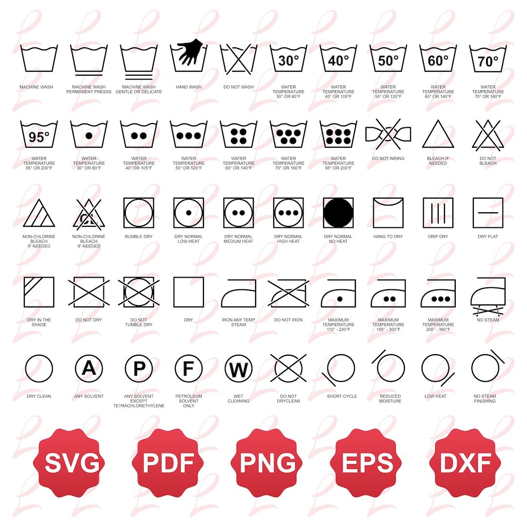Laundry Symbols Icon Bundle Dry Clean Symbols Laundry Line - Etsy